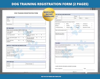 Dog Training Intake Form - Etsy