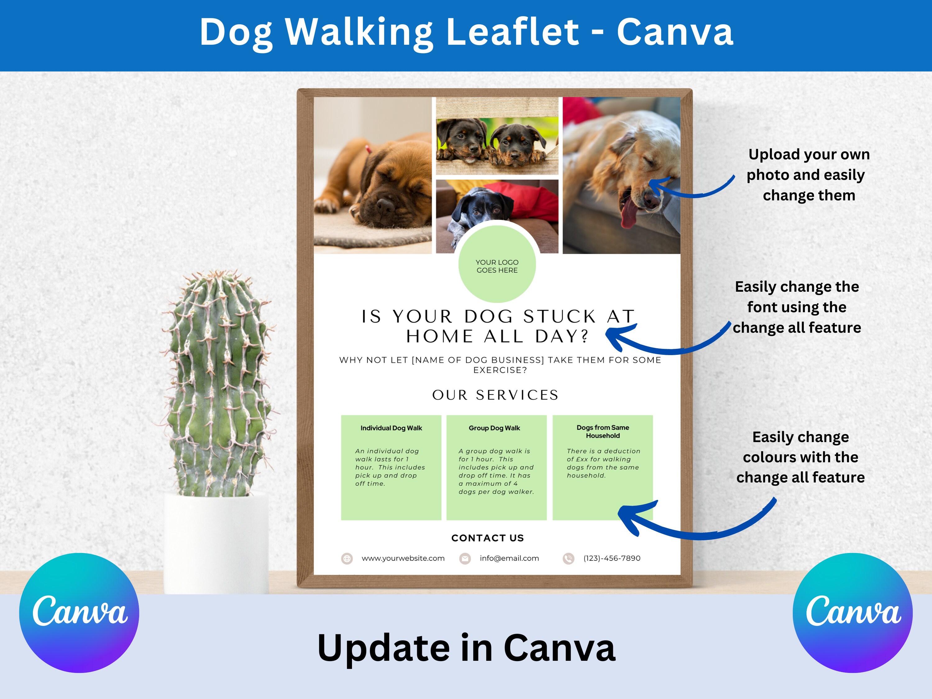 Dog Walking Leaflet | Canva Dog Walking Poster | Dog Walking Service ...