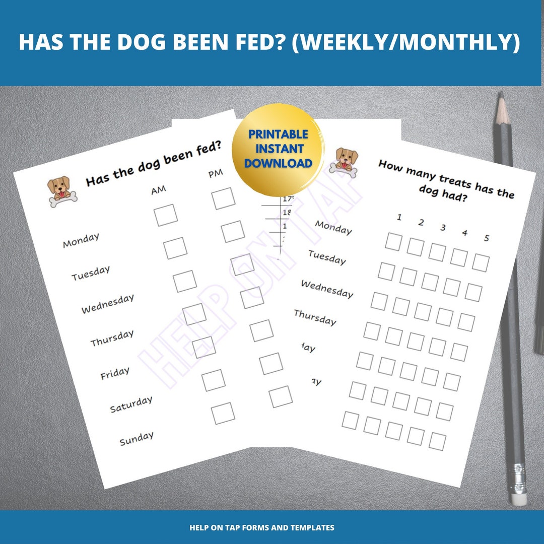 Has the Dog Been Fed Monthly Printable | Weekly Printable | Dog Fed ...