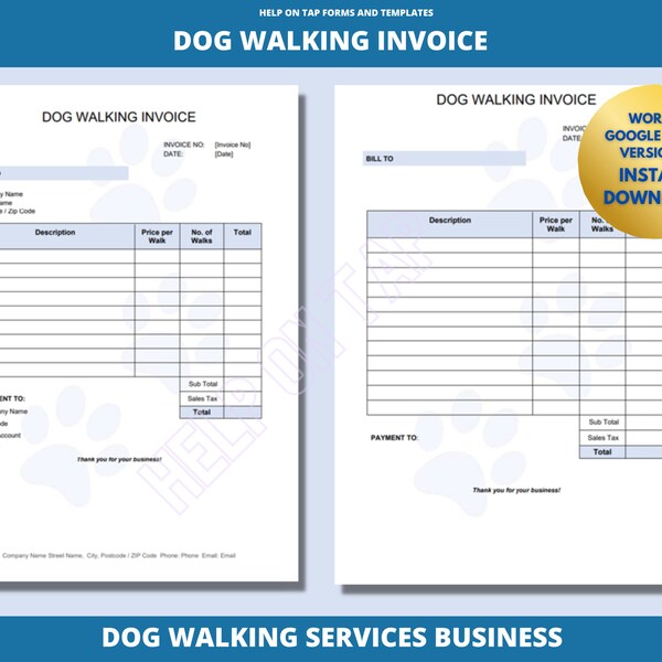 Dog Walk Invoice - Etsy UK