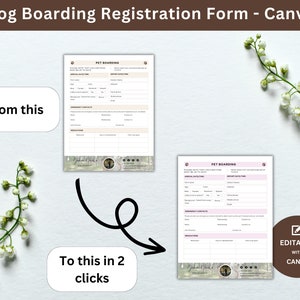 Pet Home Boarding Registration Form Dog Boarding Paperwork Boarders ...