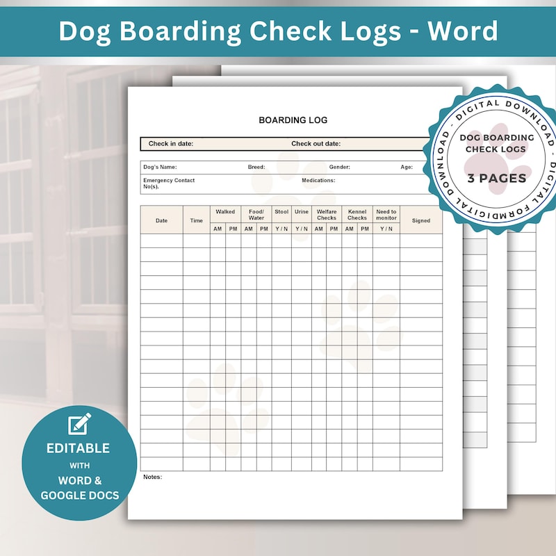 Pet Sitting Forms - Etsy