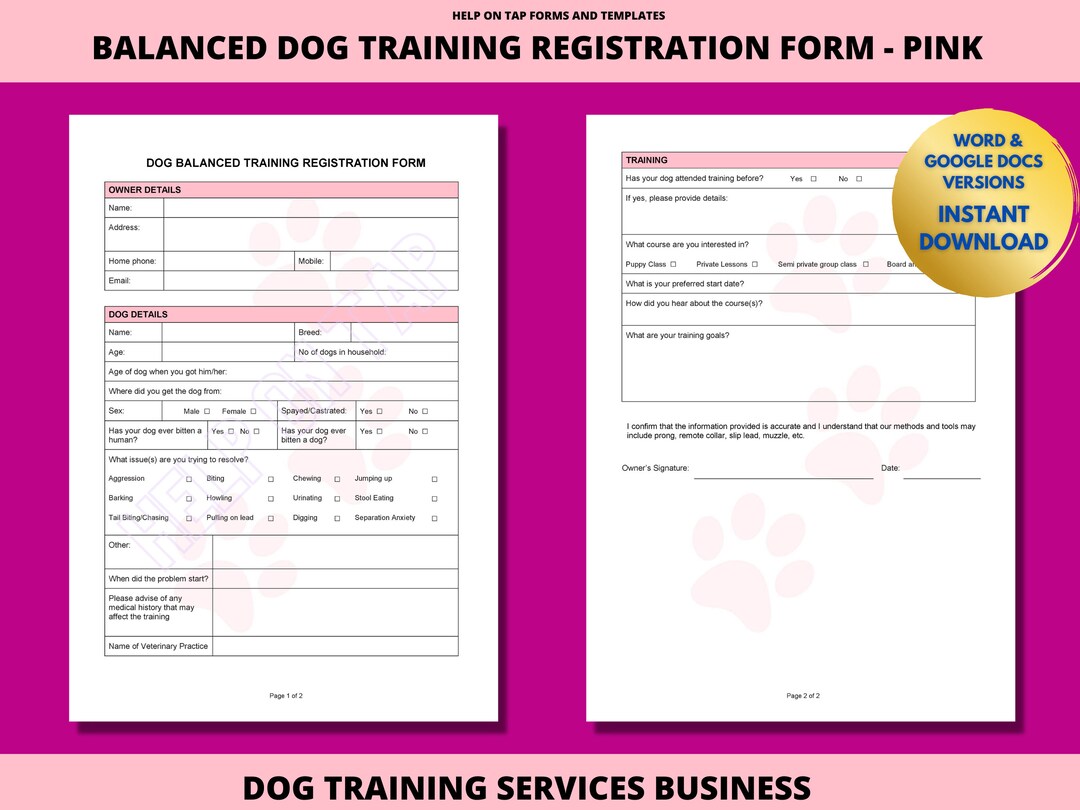 Balanced Dog Training Registration Form Balance Training Dog Board and ...