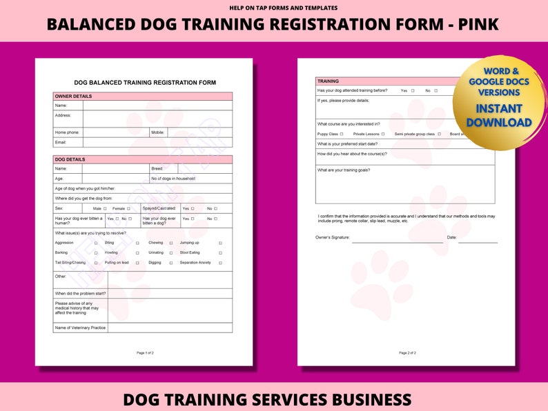 Balanced Dog Training Registration Form Balance Training Dog Board and ...