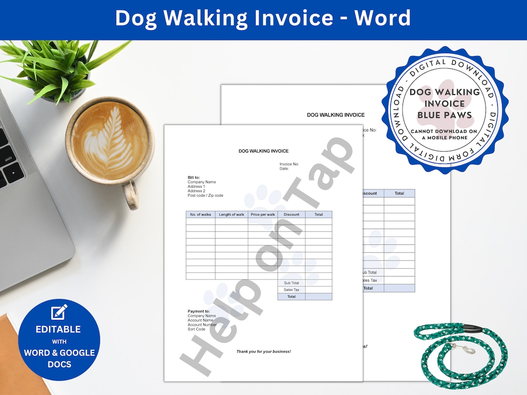 Dog Walking Invoice Template blue Word Invoice Invoice Template Google ...