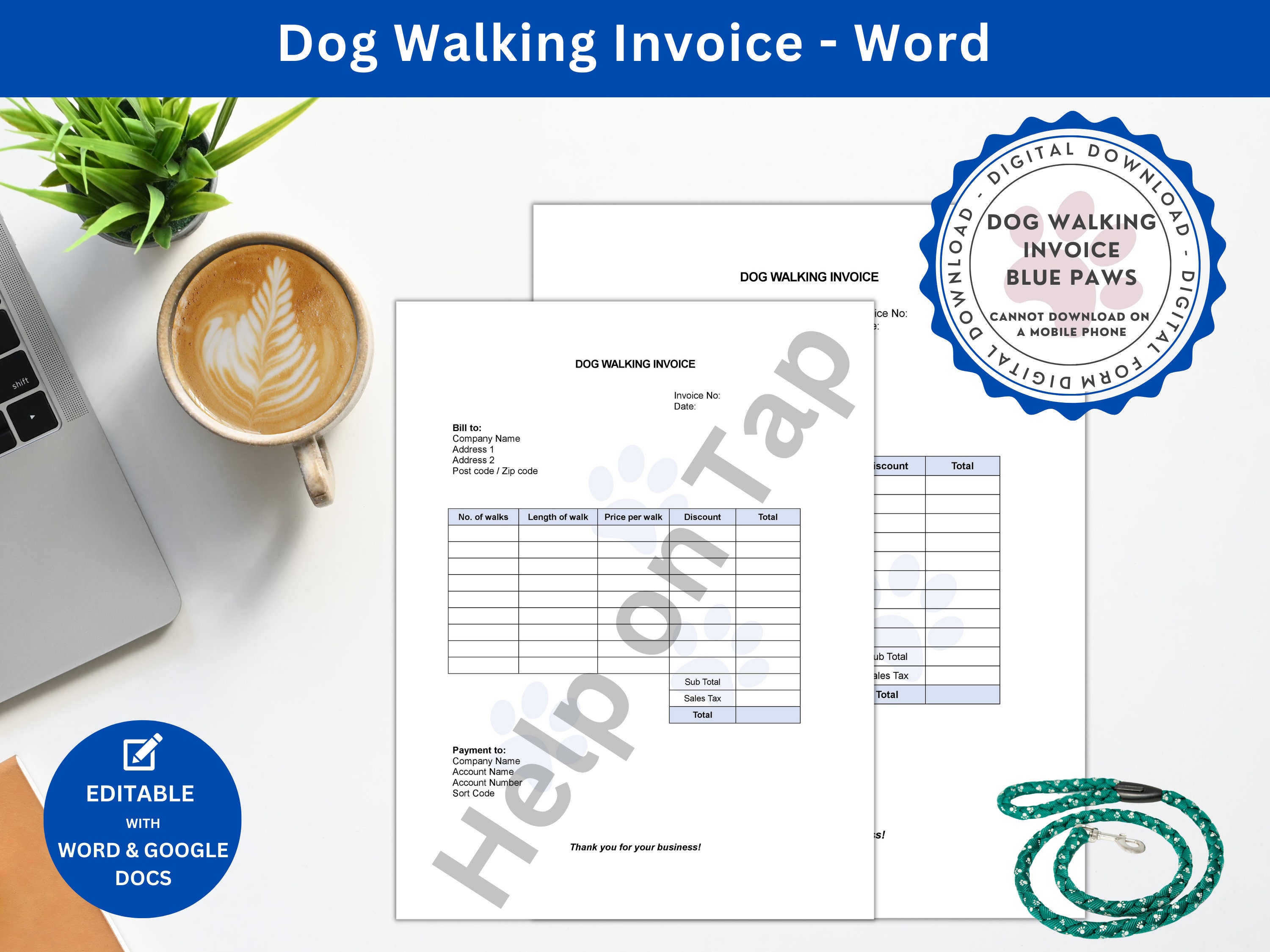 Dog Walking Invoice Template blue Word Invoice Invoice Template Google ...