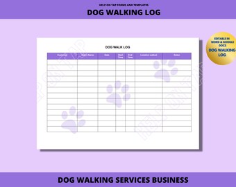 Dog Walking Information Form - Etsy