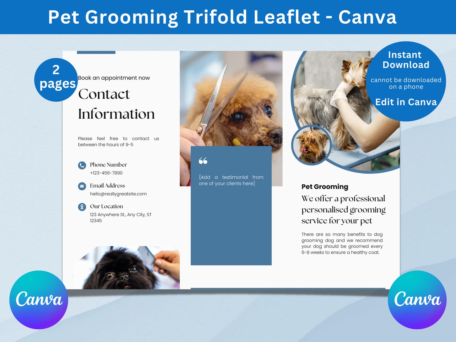 Folleto tríptico de peluquería canina / Folleto tríptico de peluquería ...