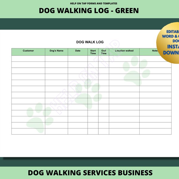 Walking Log Sheet - Etsy