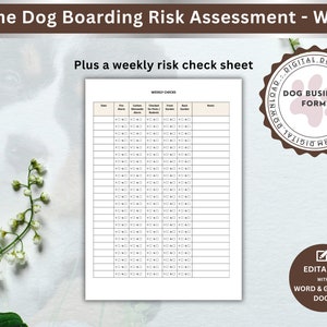 Home Dog Boarding Risk Assessment Form | Risk Assessment Matrix Dog ...