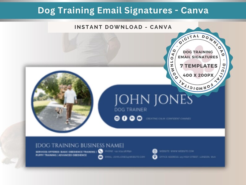 Dog Training Email Signature Templates: Modern Canva Design (digital ...