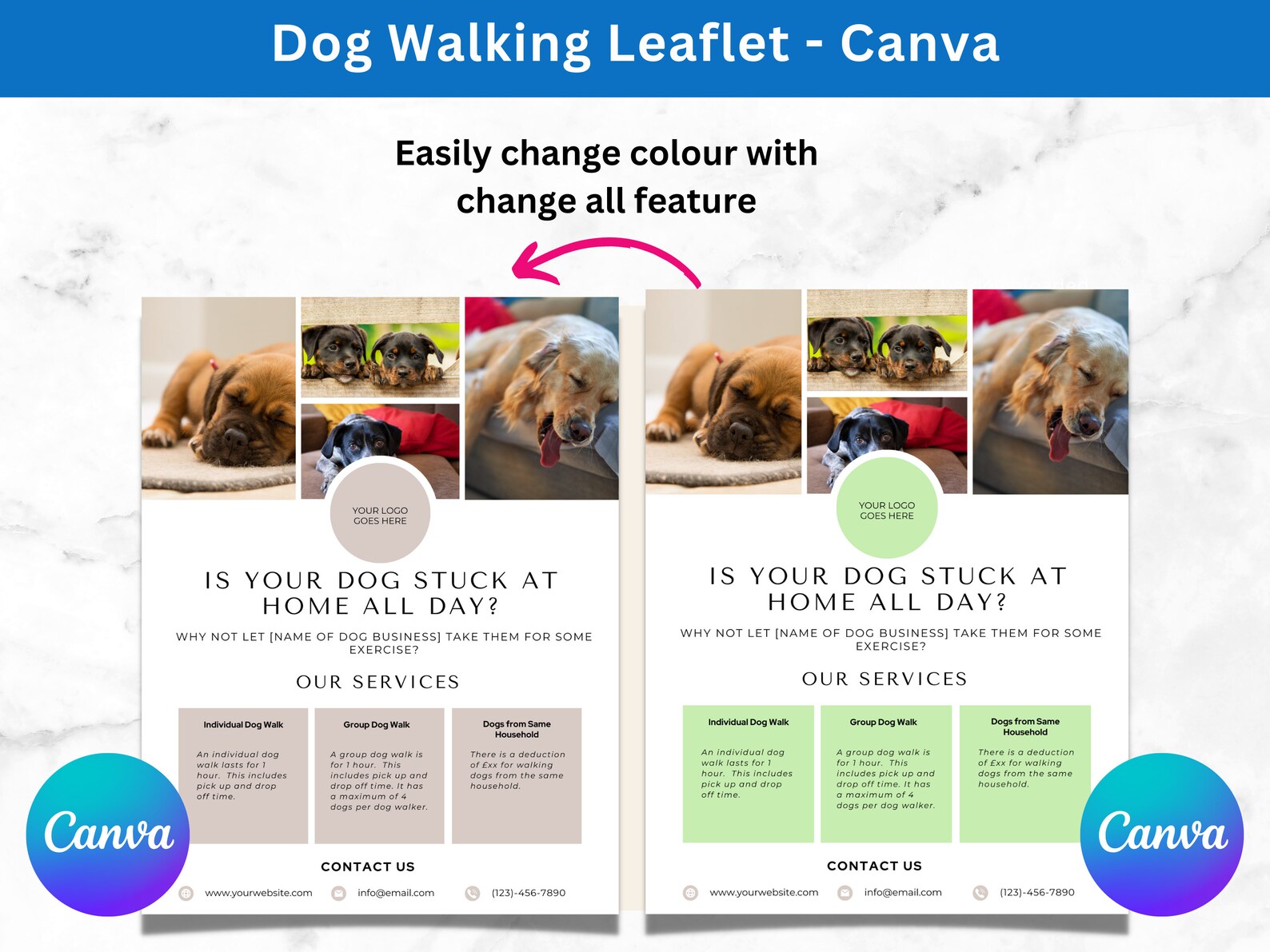 Dog Walking Leaflet | Canva Dog Walking Poster | Dog Walking Service ...