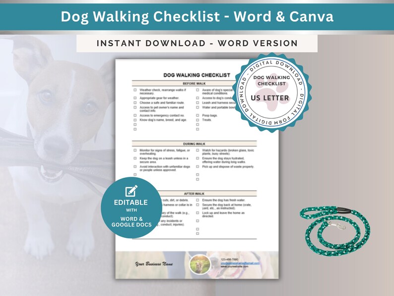Dog Walking Checklist Preparation Guide Safety Checklist for Dog ...