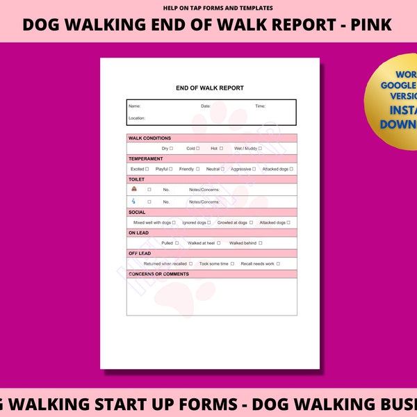 Dog Walking Client Form - Etsy