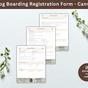 Pet Home Boarding Registration Form Dog Boarding Paperwork Boarders ...