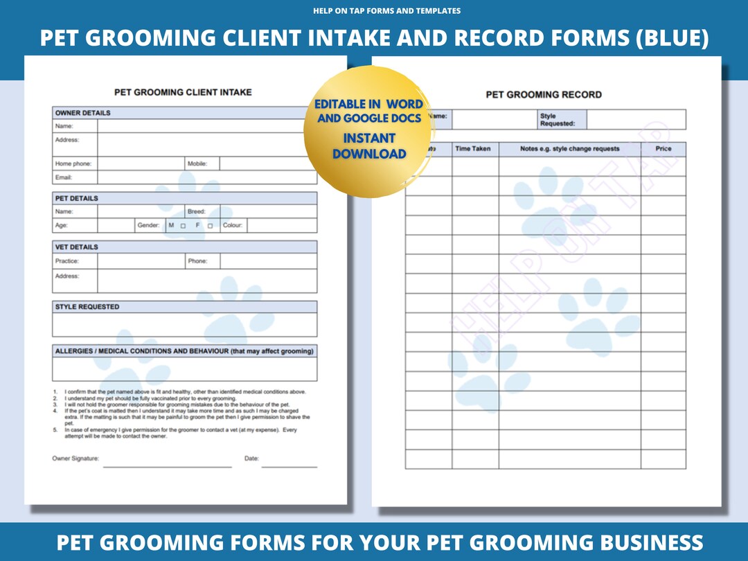 Dog Grooming Form blue Mobile Dog Grooming Template Dog Grooming ...