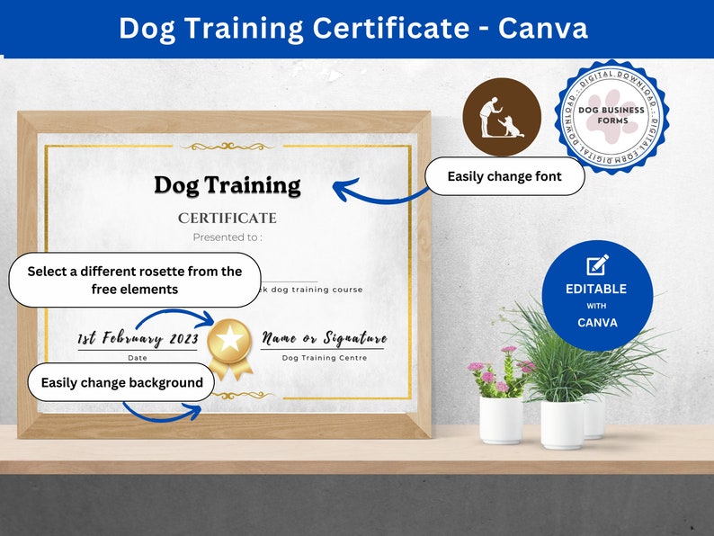 Dog Training Courses Certificate Dog Training Certificate Puppy Training Certificate Dog ...
