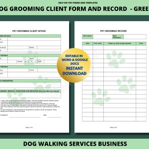 Dog Grooming Form green Mobile Dog Grooming Template Dog Grooming ...