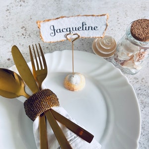 Personalised Shell Name Cards. Seashell Name Card Holder. Gold Edged ...