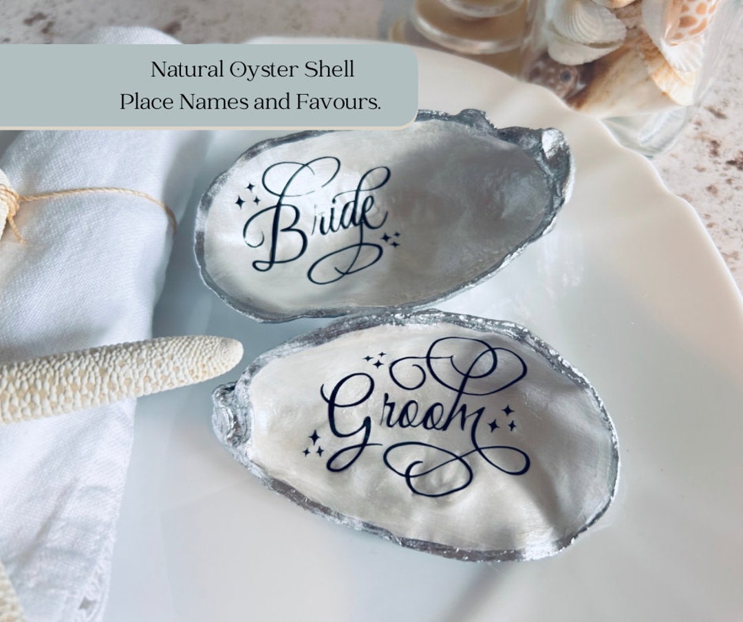 Oyster Shell Wedding Place Card and Favour. Personalised Place Names ...