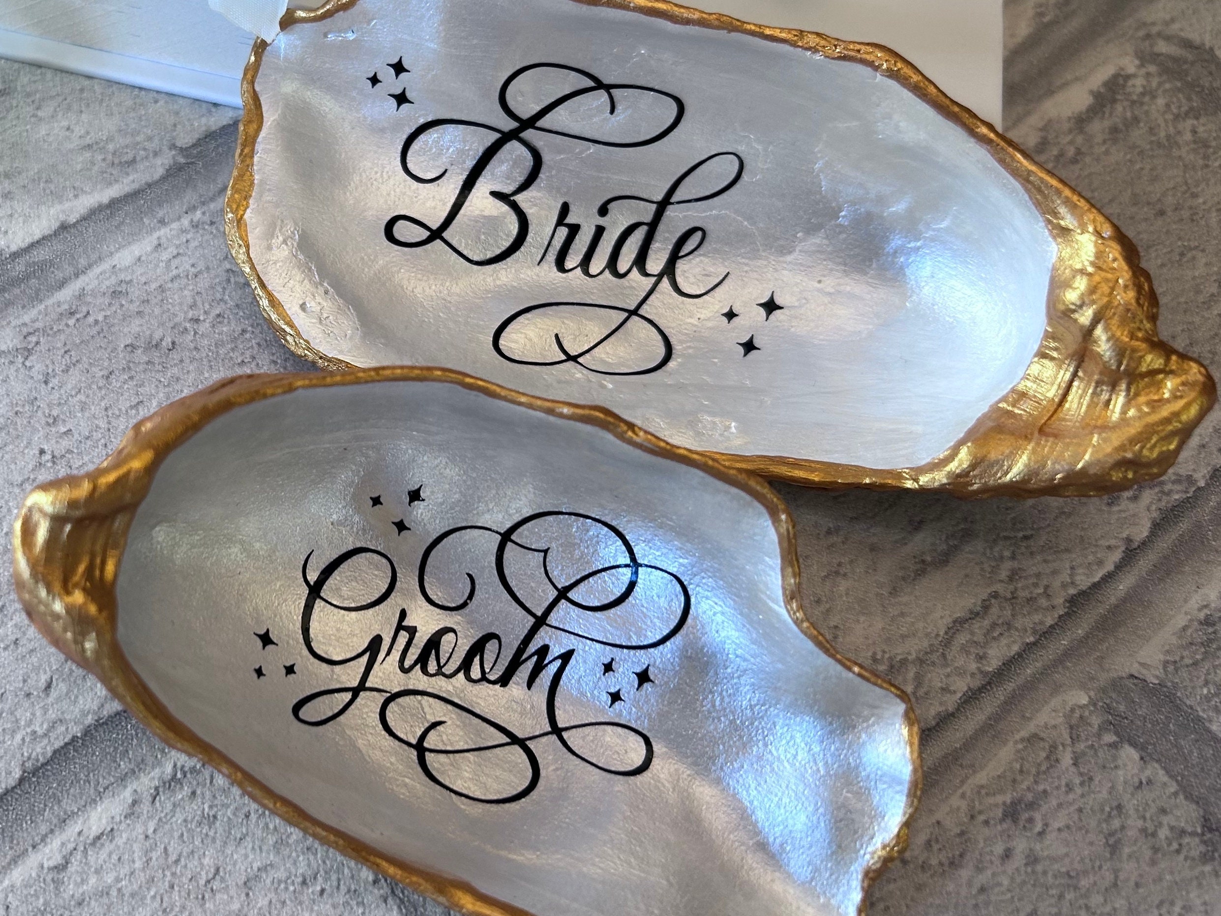 Gold Oyster Shell Wedding Place Card and Favour. Personalised - Etsy UK