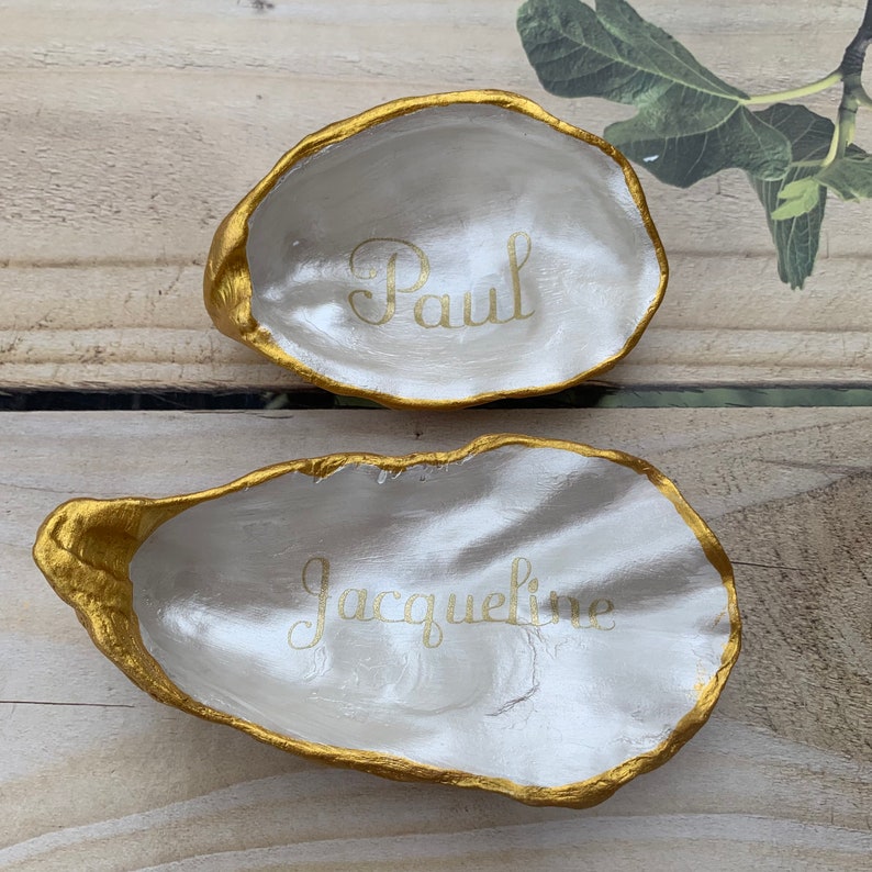 Gold Oyster Shell Wedding Place Card and Favour. Personalised - Etsy