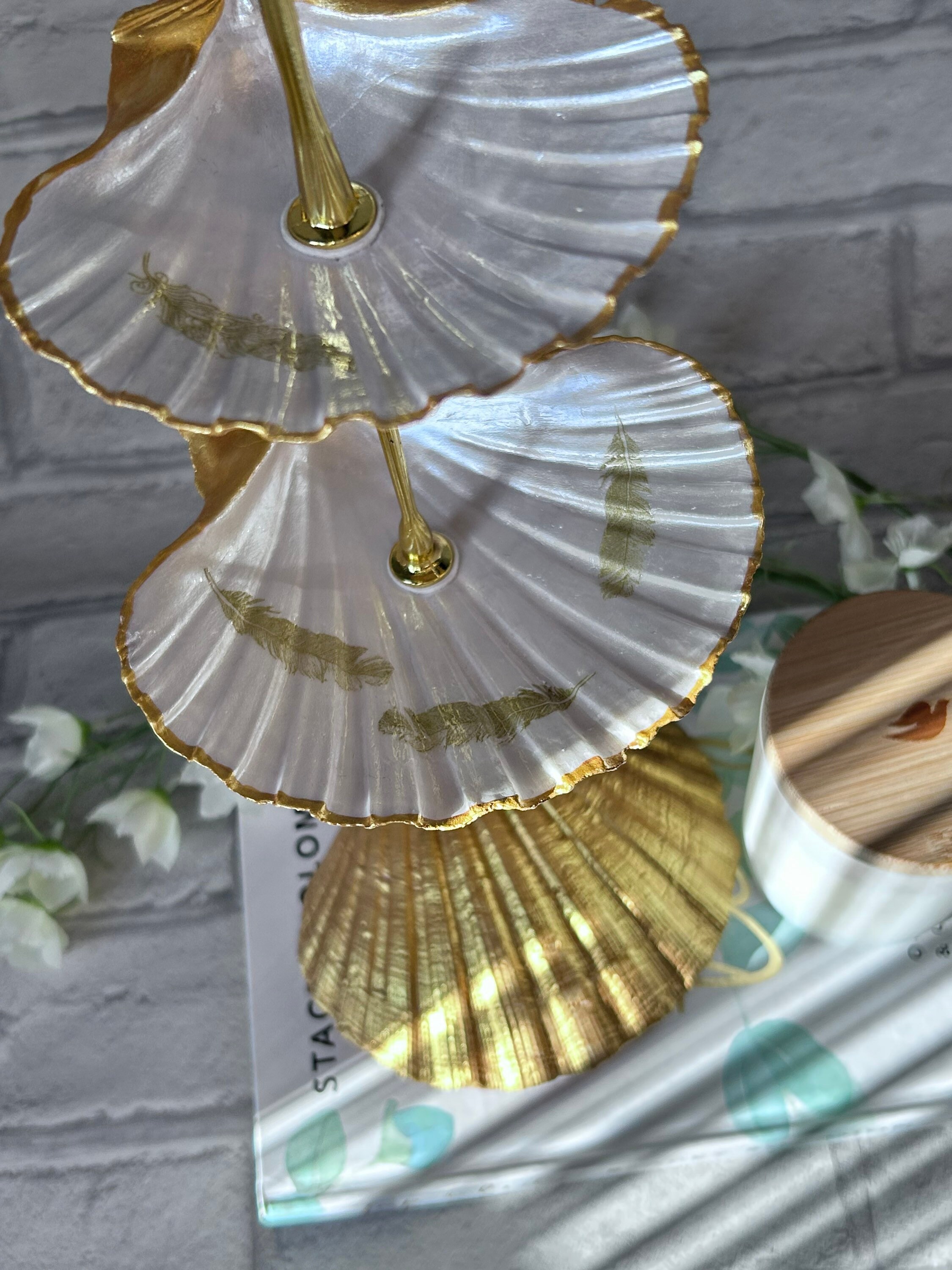 Gold Jewellery Stand 3 Tier Scallop Shell Jewelry Holder A - Etsy UK