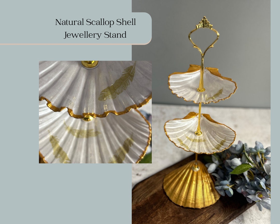Gold Jewellery Stand 3 Tier Scallop Shell Jewelry Holder A - Etsy UK