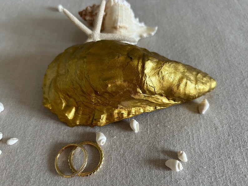 The World is Your Oyster Gold Shell. Trinket Dish With Freshwater Pearl ...