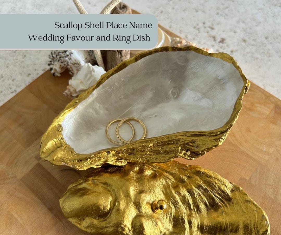 Gold Natural Oyster Shell Jewellery Box. Seashell Trinket Box ...