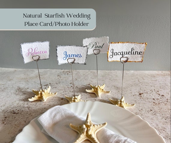 Starfish Place Card Holder. Natural Starfish Name Place Holder. Beach Wedding Seeded Name Place Card. Silver Heart Photo Holder Favour. Etsy