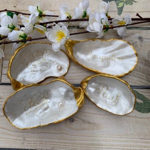 Gold Oyster Shell Wedding Place Card and Favour. Personalised - Etsy
