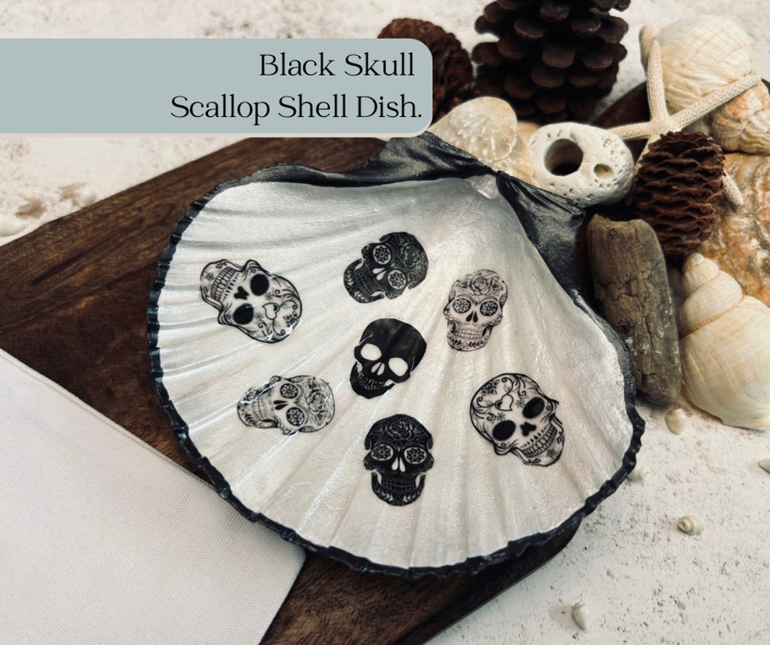 Day of the Dead Oyster Shell Dish. Calaveras Trinket Dish, Gothic ...