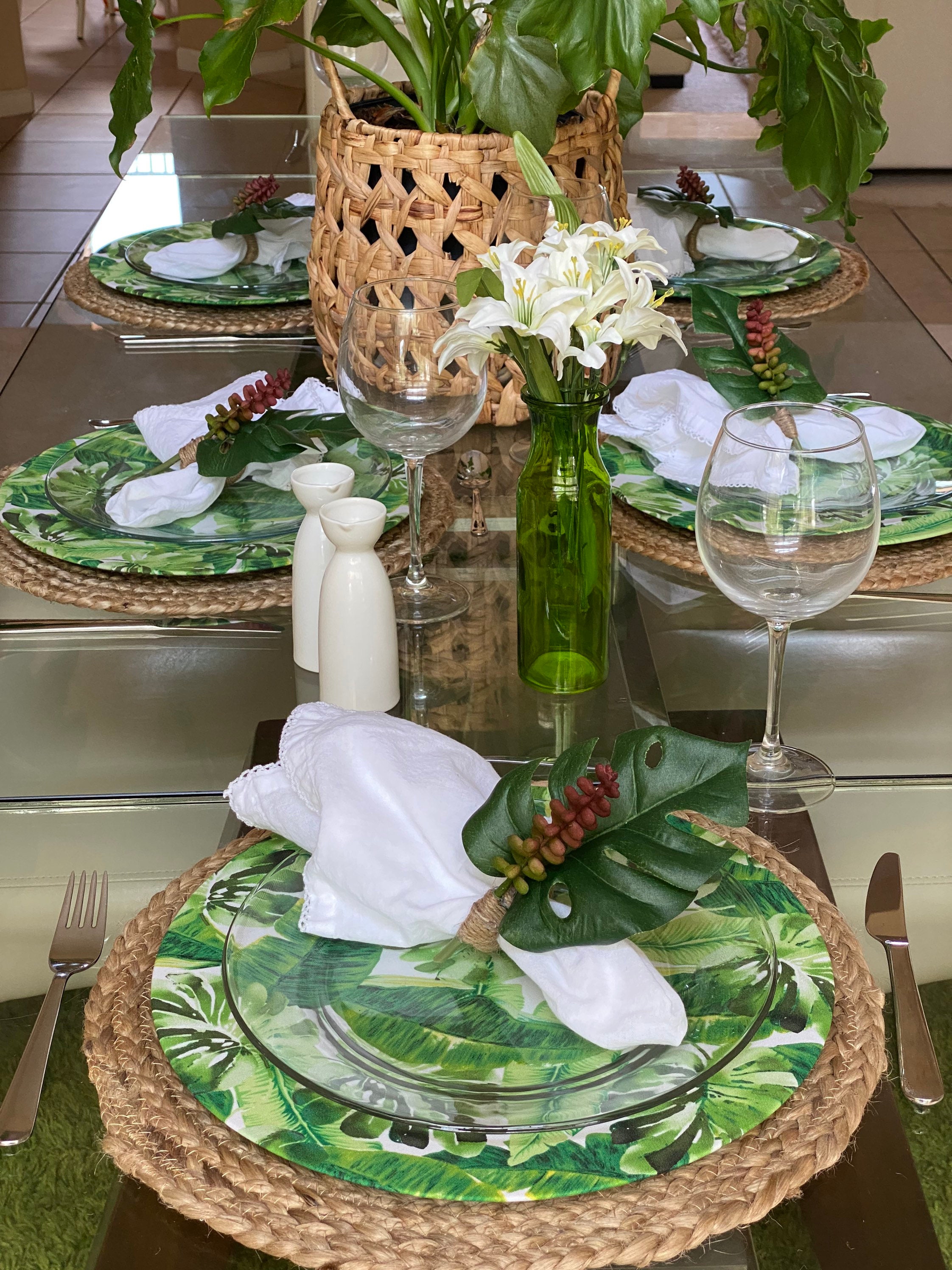 Set of 4 Leaf Charger Plate Covers - Etsy