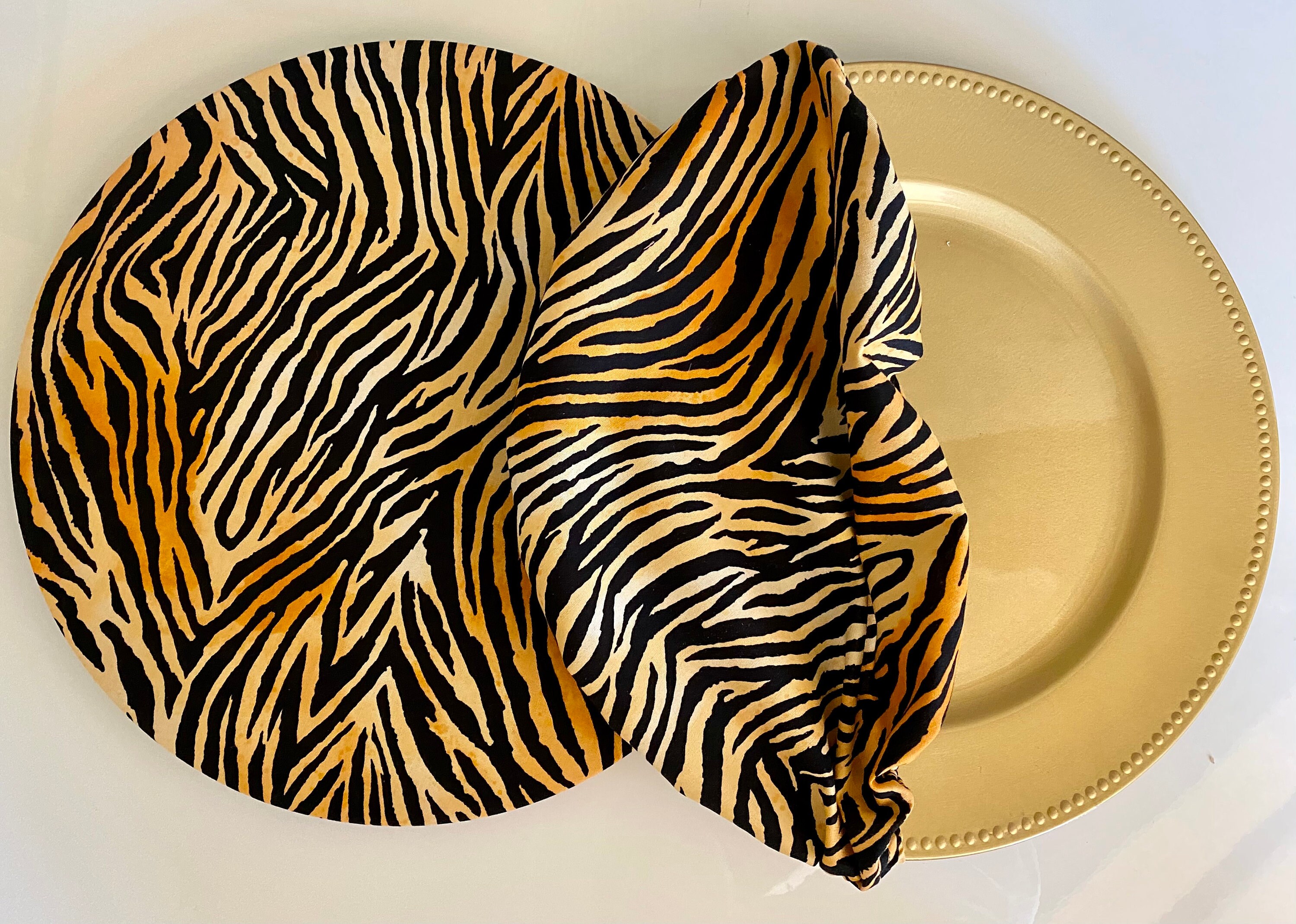 Set of 4 Animal Print / Leopard and Zebra Charger Plate Covers - Etsy