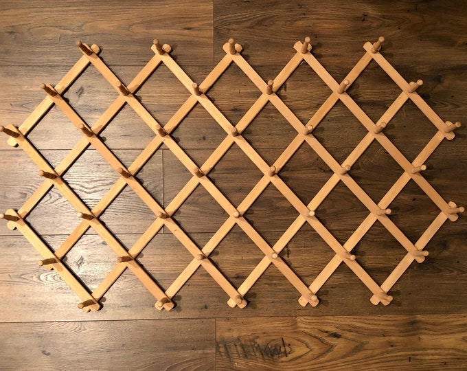 Vintage Large Wood Accordion Peg Rack 42 Pegs Boho Farmhouse Country ...
