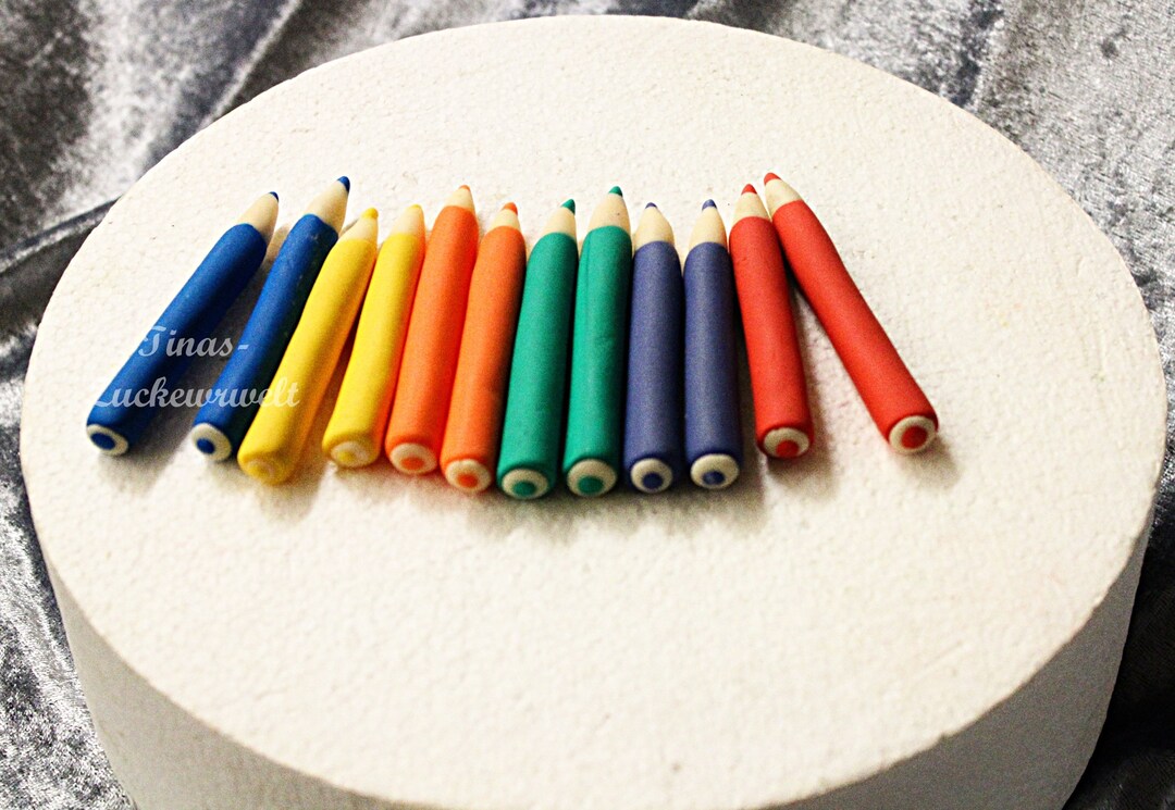 Pens Books Made of Fondant in Rainbow Colors or Other Variants School ...
