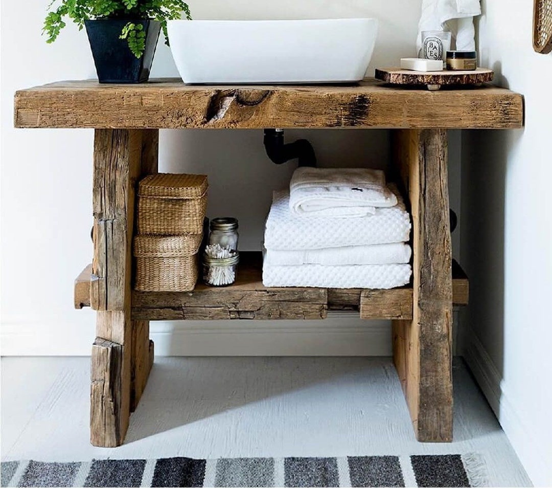 Badezimmer-Waschtisch / Waschbecken Schmaler schwebender Live-Edge ...