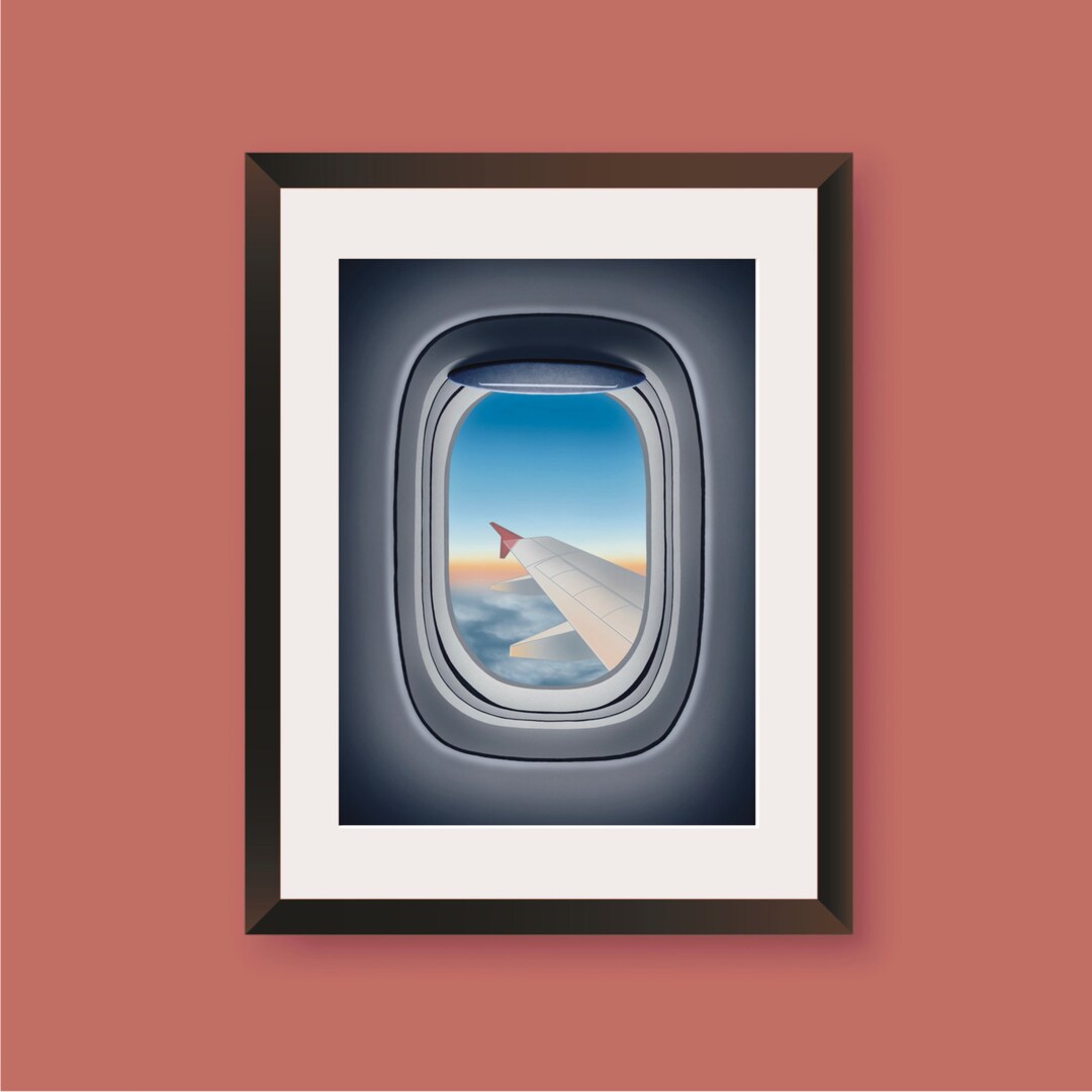 A4 Flugzeug Fenster Art Print / Flugzeug Fenster Art Print / Reise Art ...
