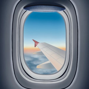 A4 Aeroplane Window Art Print / Airplane Window Art Print / Travel Art ...