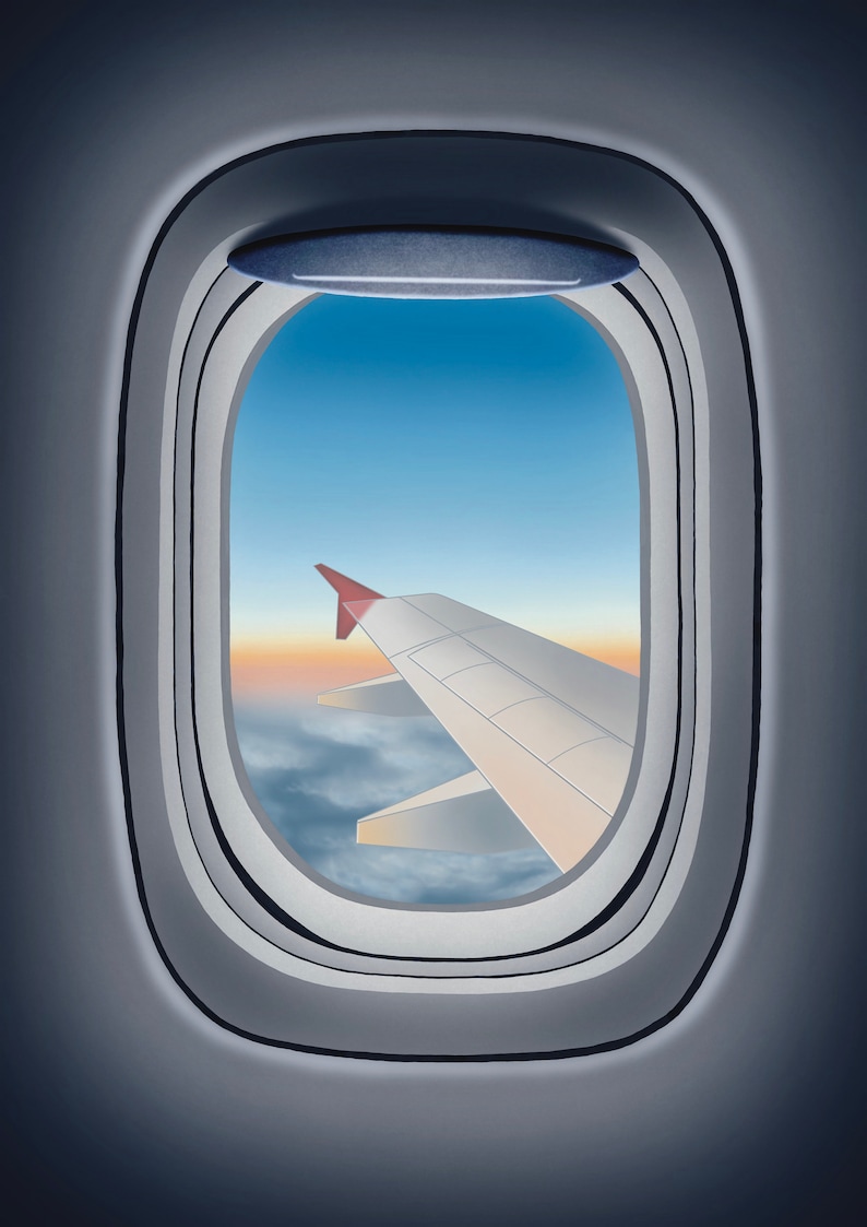 A4 Aeroplane Window Art Print / Airplane Window Art Print / Travel Art ...