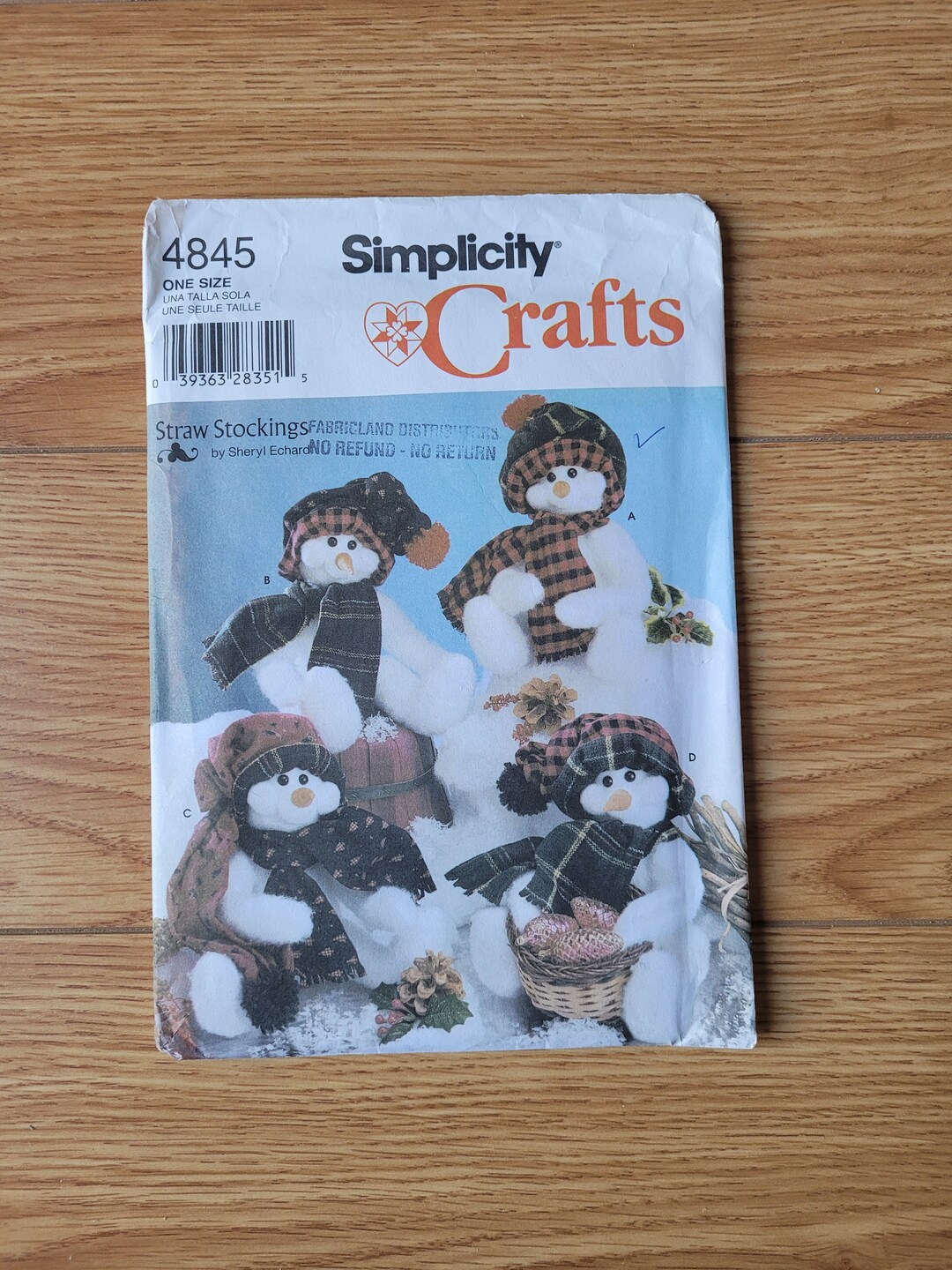 Simplicity Crafts 4845, Snowman Pattern, Christmas Pattern, Plush ...