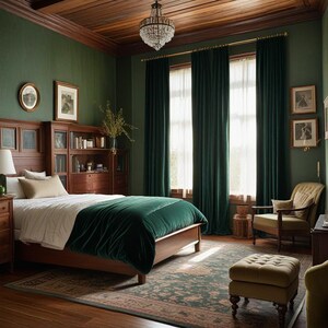 Modern Deep Green Velvet Curtain 49 Colors Available - Etsy Canada