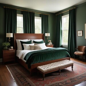 Modern Deep Green Velvet Curtain 49 Colors Available - Etsy Canada