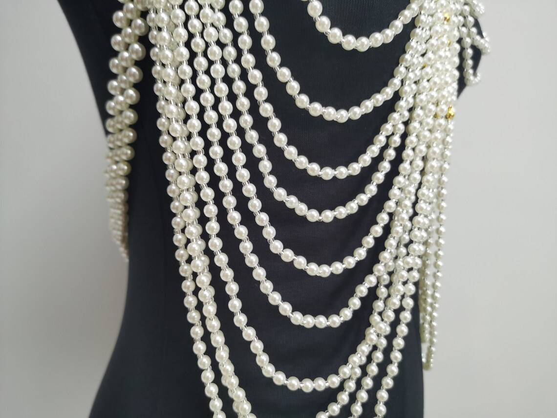 Pearl Body Chainbridal Body Jewelrypearl Body Chain - Etsy