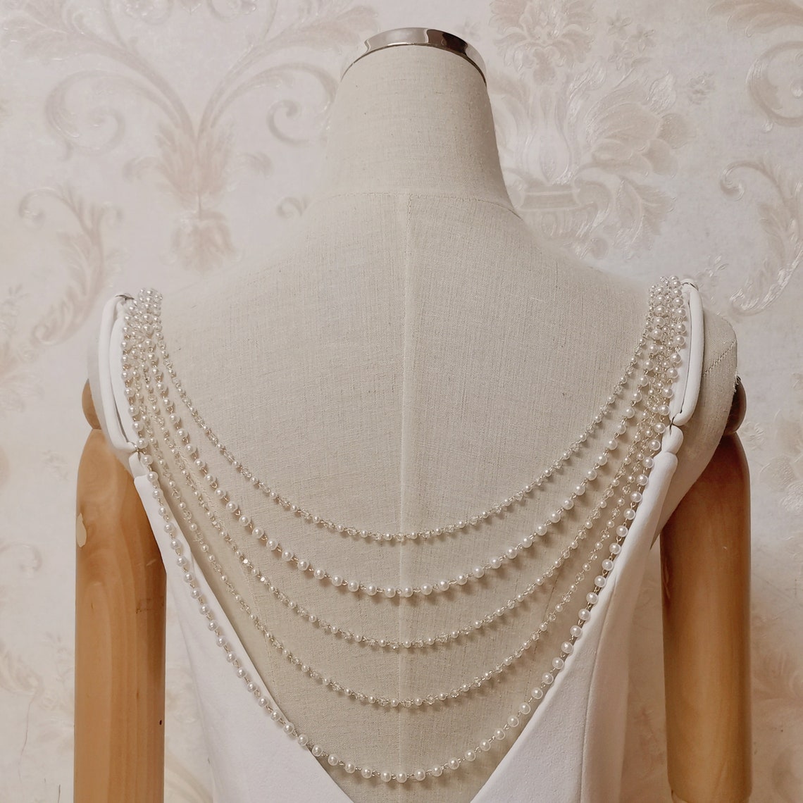 Crystal and Pearl Backdrop Necklacebackdrop Necklacewedding - Etsy