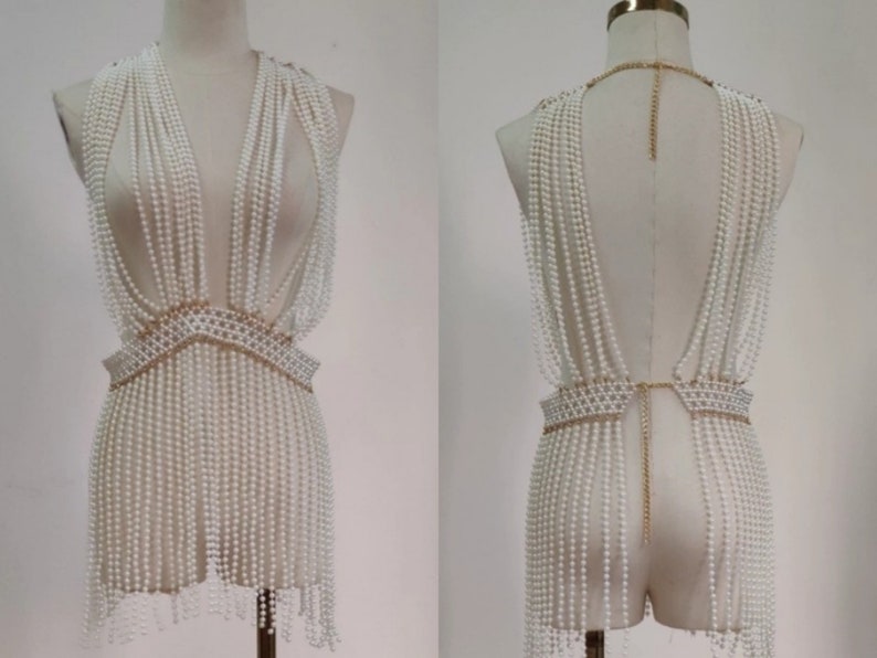 Handmade Pearl Body Chainbridal Body Jewelrypearl Body Chain | Etsy