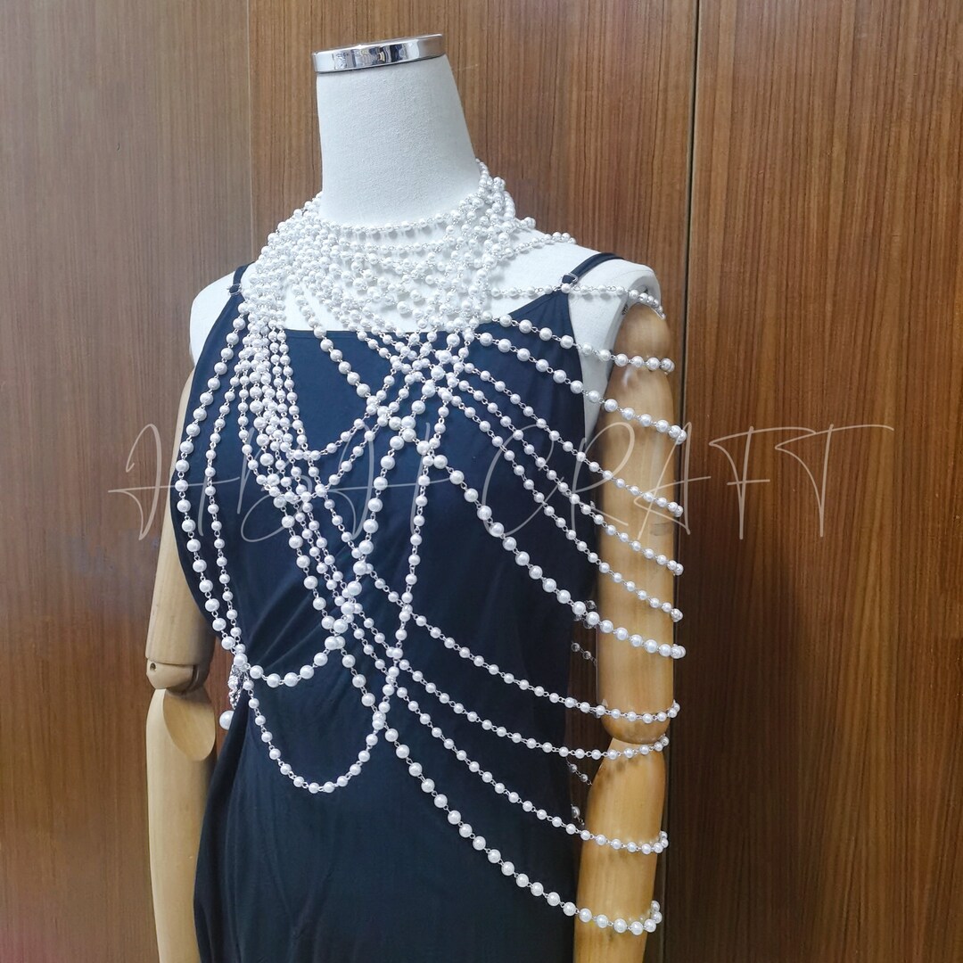 Handmade Pearl Body Chain,bridal Body Jewelry,pearl Body Chain Bra ...