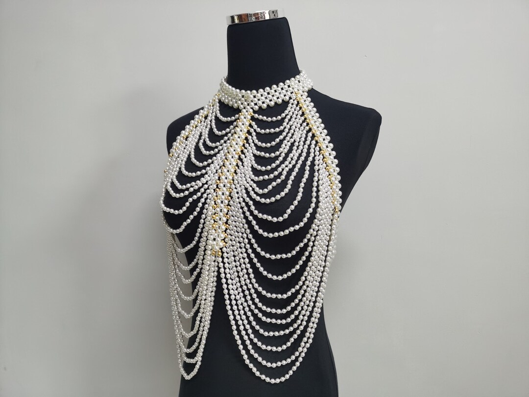 Pearl Body Chain,bridal Body Jewelry,pearl Body Chain Bra,shoulder ...