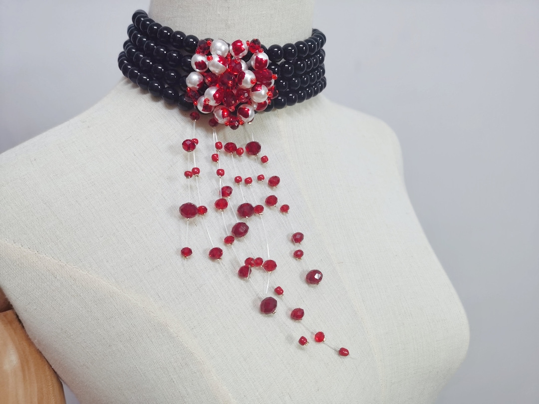 Handmade Halloween Blood Necklace,halloween Blood Choker,beaded ...